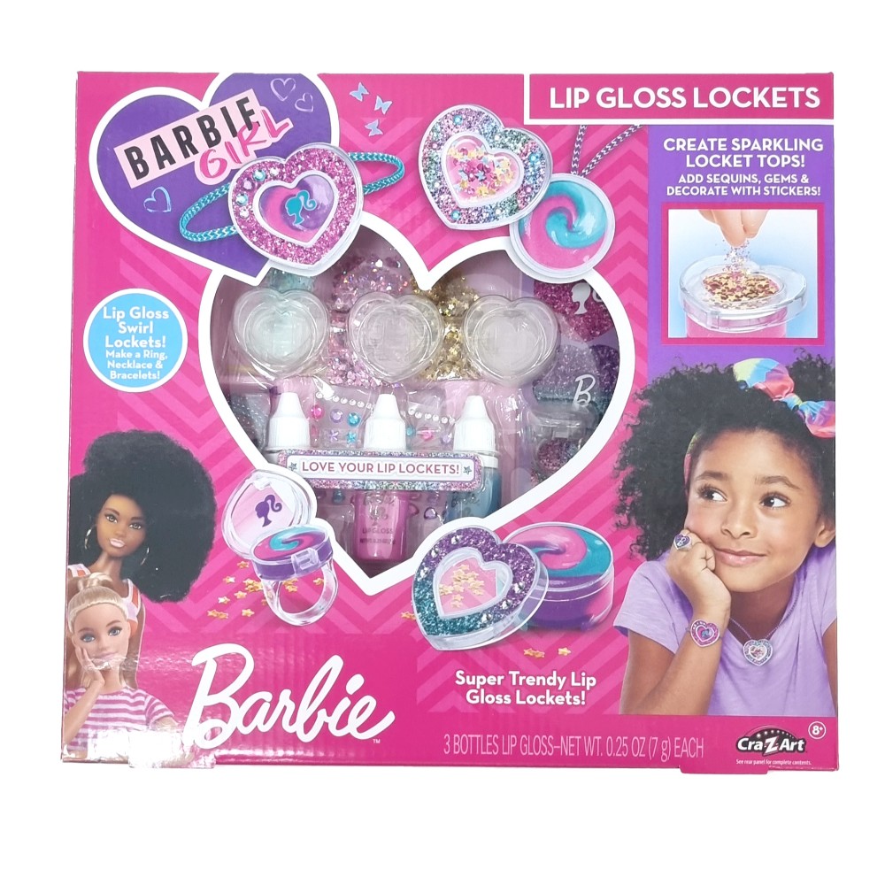 Barbie Sparkling Sweet Heart Lip Gloss Lockets - Kidztopia