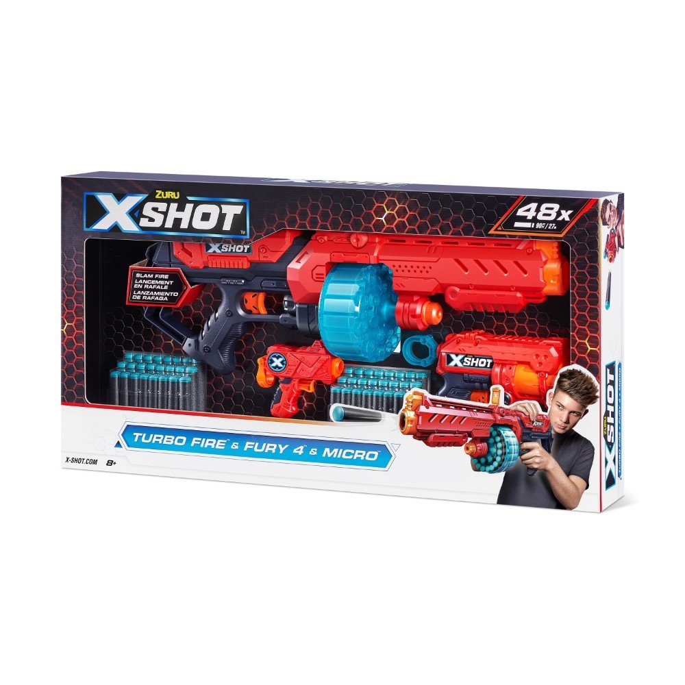 X-Shot Excel Combo Pack [Turbo Fire/Fury-4/Micro] (48Darts) – Kidztopia