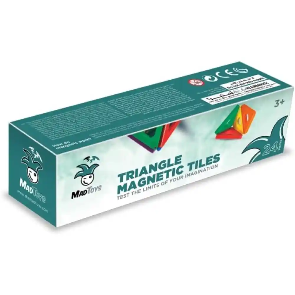 TRIANGLE MAGNETIC TILES 24 PCS - Kidztopia